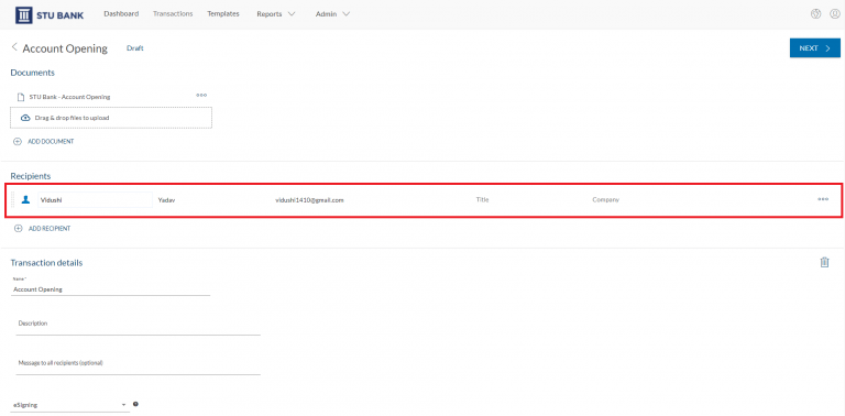 Validation of identity using OneSpan Sign tool