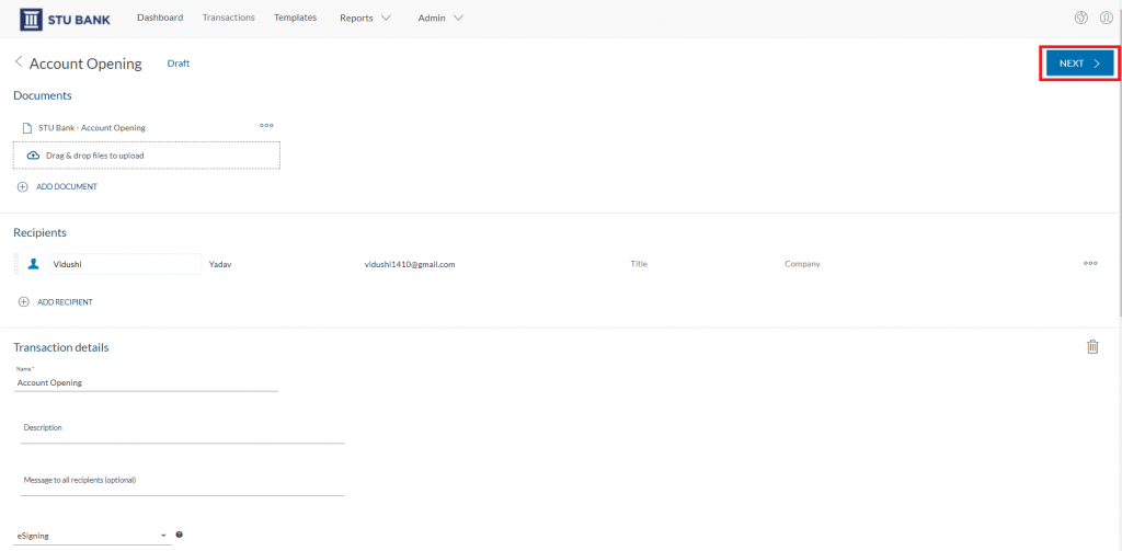 Validation of identity using OneSpan Sign tool